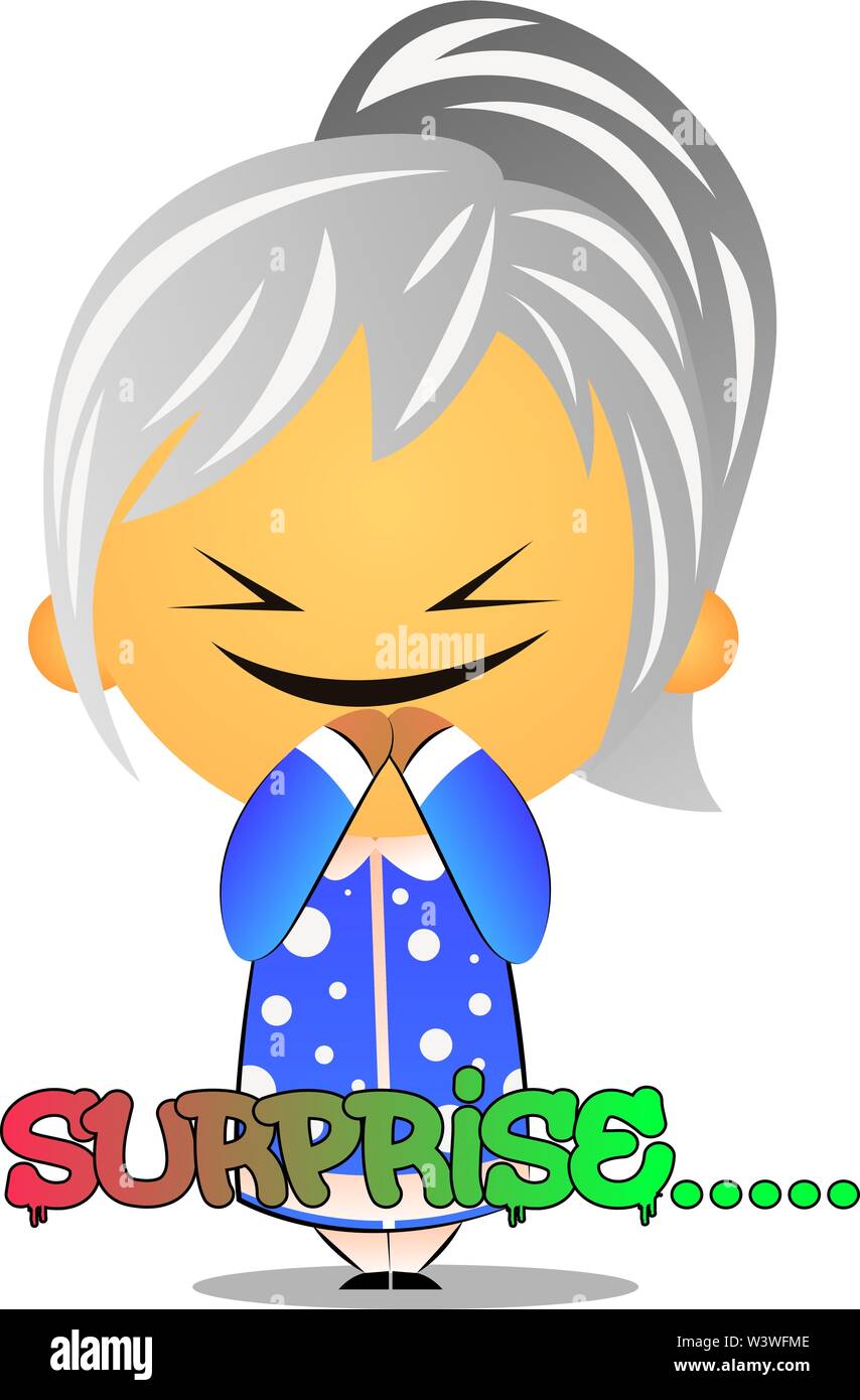 Grandma feeling exited, illustration, vector on white background Stock ...