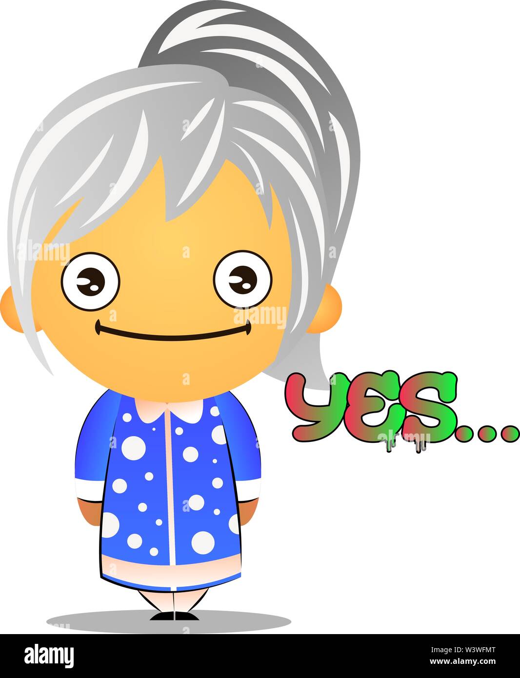 Happy grandma smile, illustration, vector on white background Stock ...