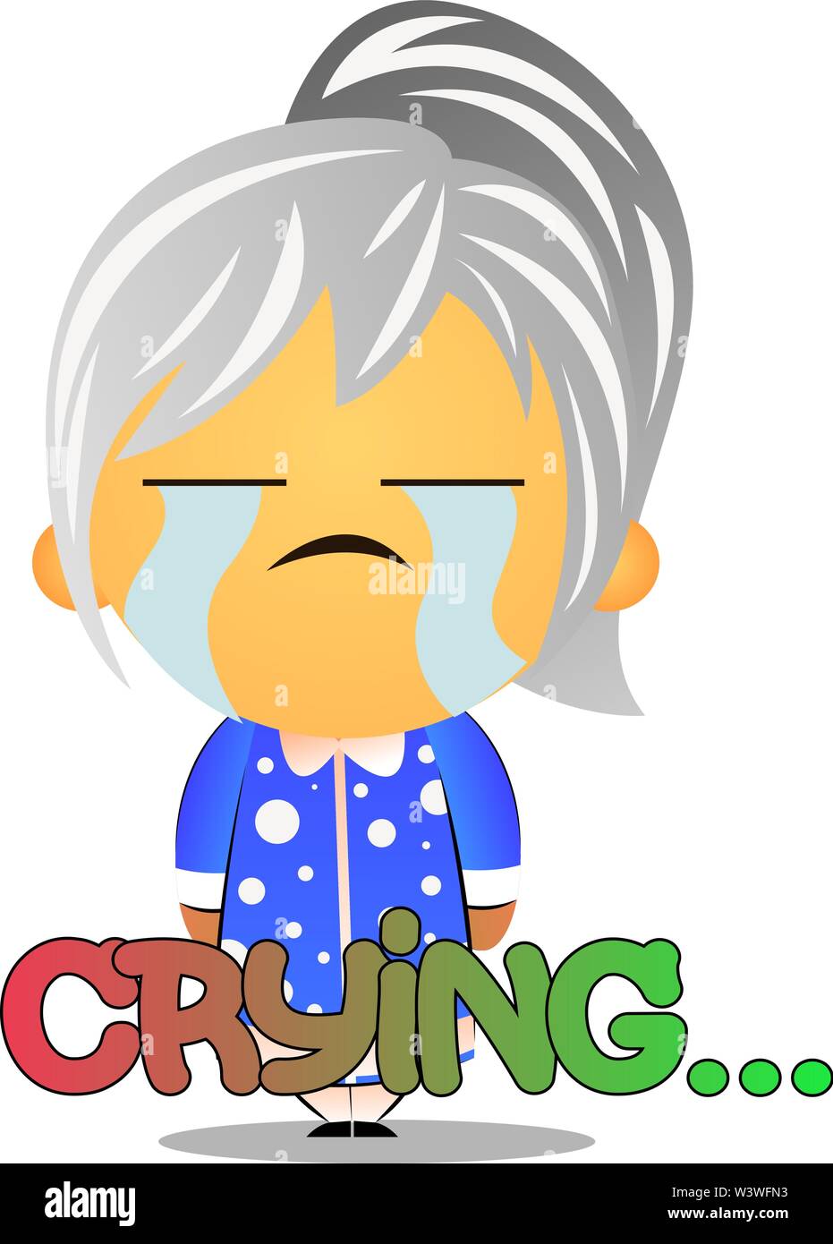 Grandma crying, illustration, vector on white background Stock Vector ...
