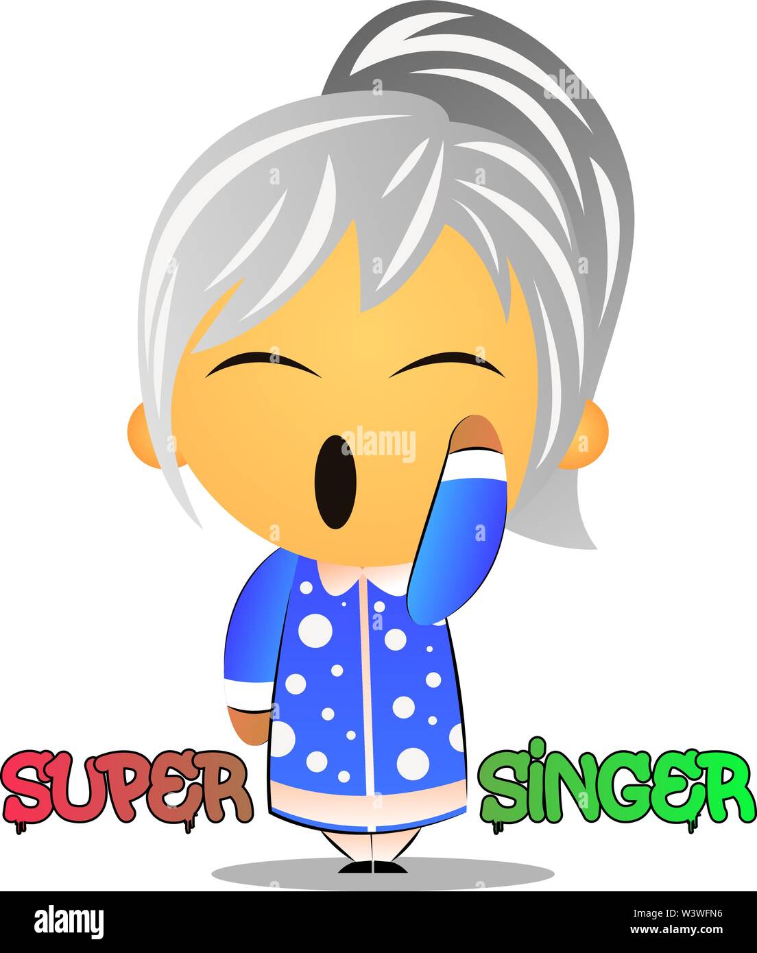 Grandma is super singer, illustration, vector on white background Stock ...
