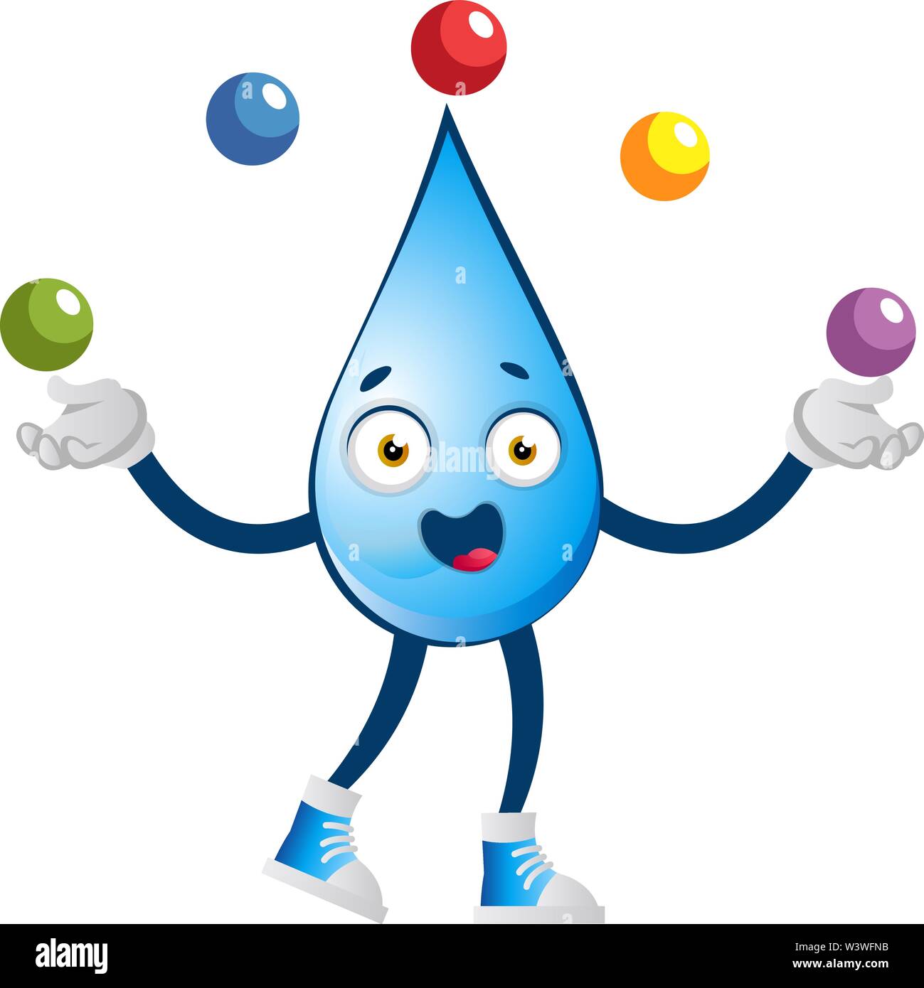 Water drop juggling, illustration, vector on white background Stock ...