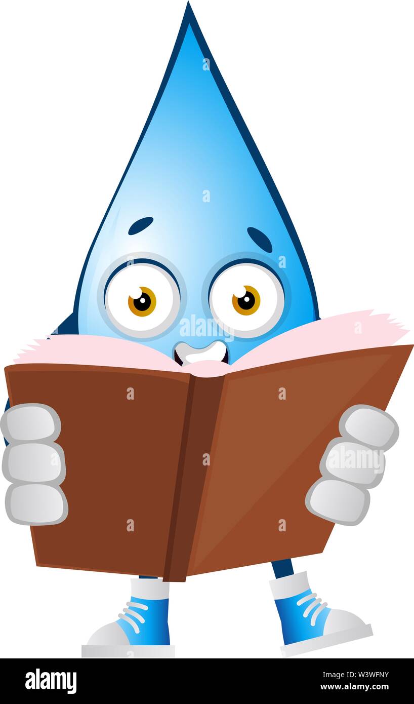 Water drop reading book, illustration, vector on white background Stock ...