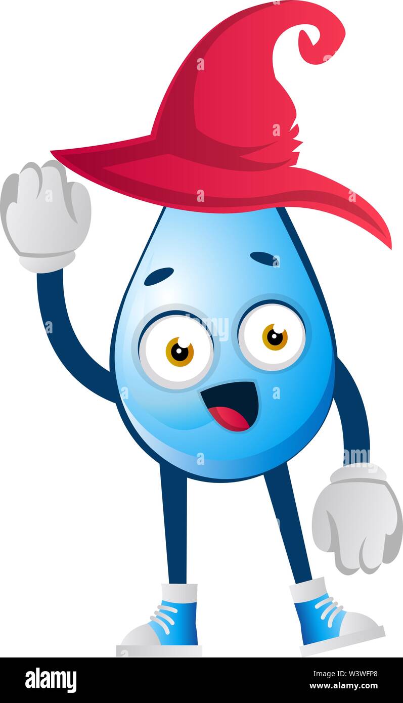 Water drop with red hat, illustration, vector on white background Stock ...