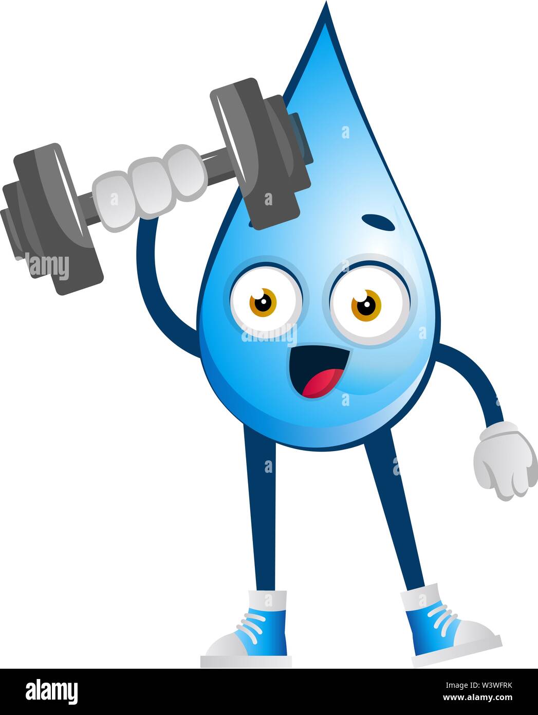 Water drop lifting weights, illustration, vector on white background ...