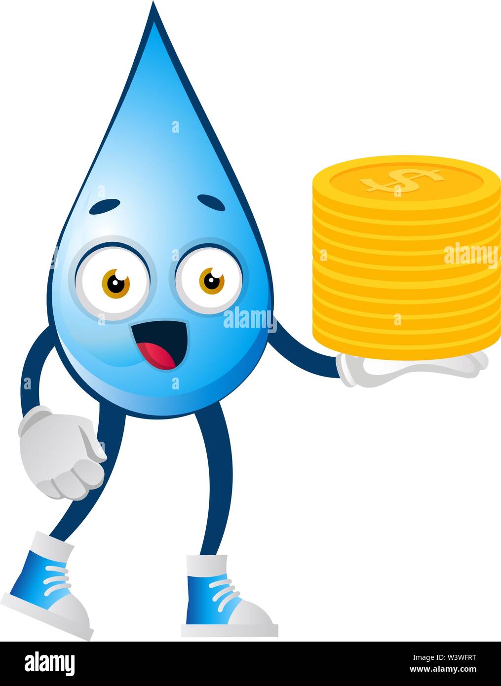 Water drop with coins, illustration, vector on white background Stock ...