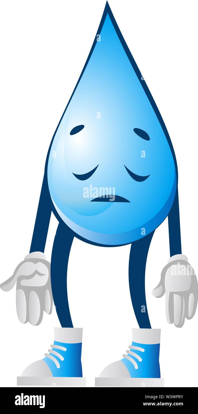 Sad water drop, illustration, vector on white background Stock Vector ...