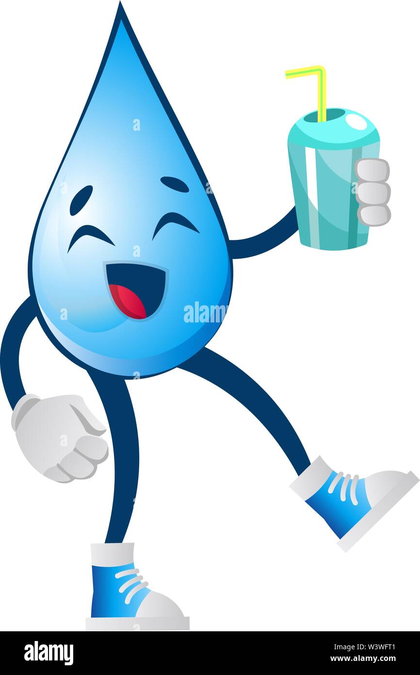 Water drop drinking soda, illustration, vector on white background ...