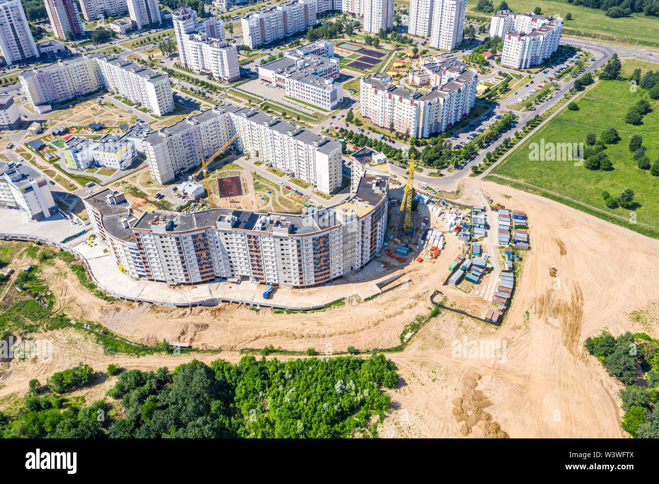 aerial panoramic view of newly built residential area. development of ...