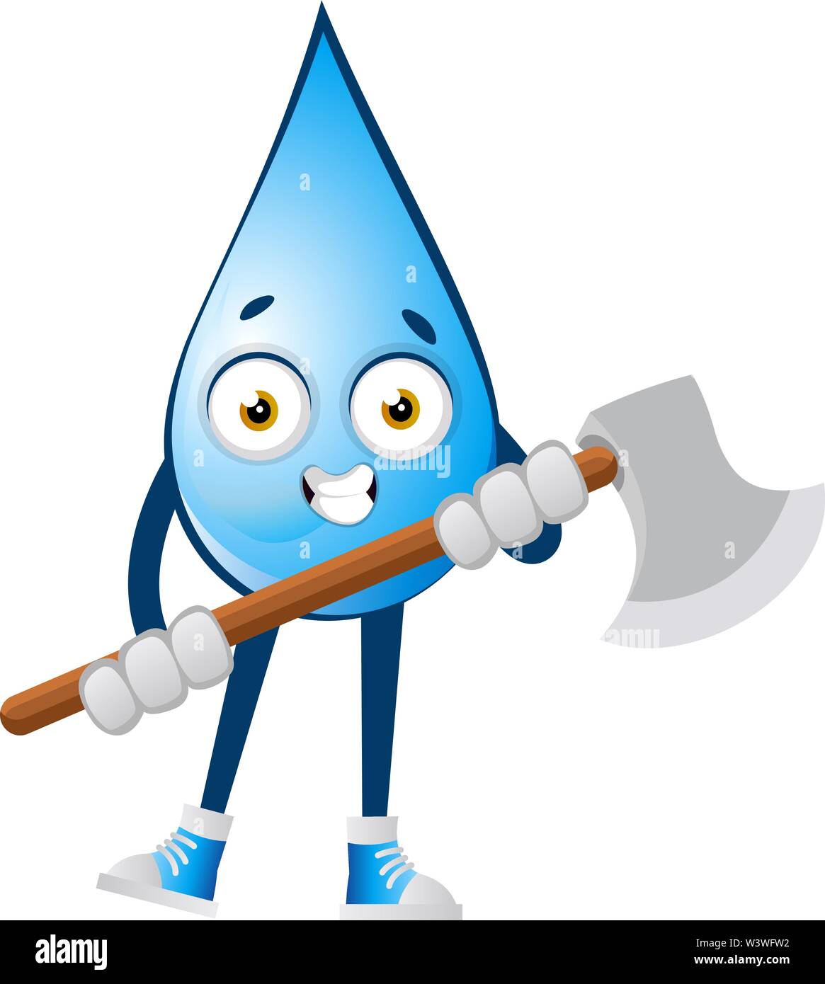 Water drop with big axe, illustration, vector on white background Stock ...