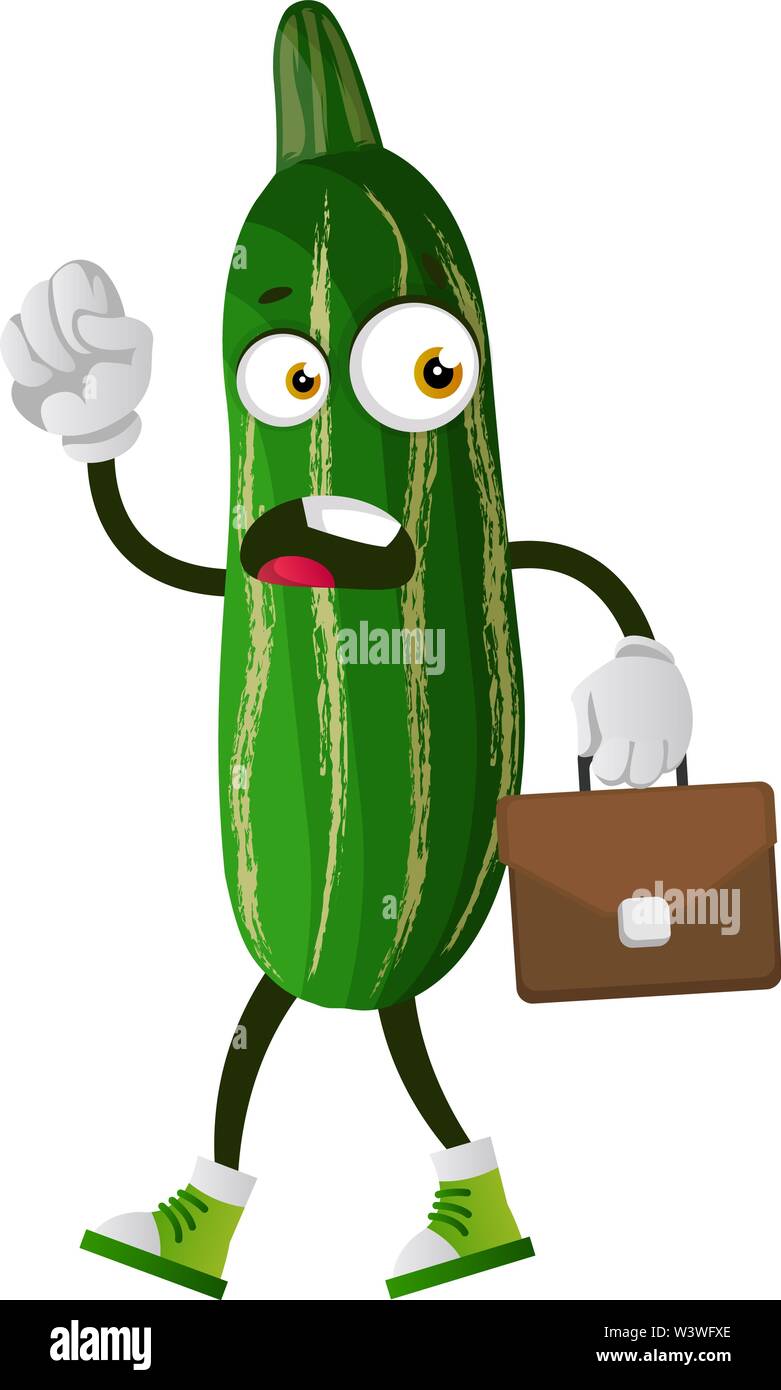 Angry cucumber, illustration, vector on white background Stock Vector ...