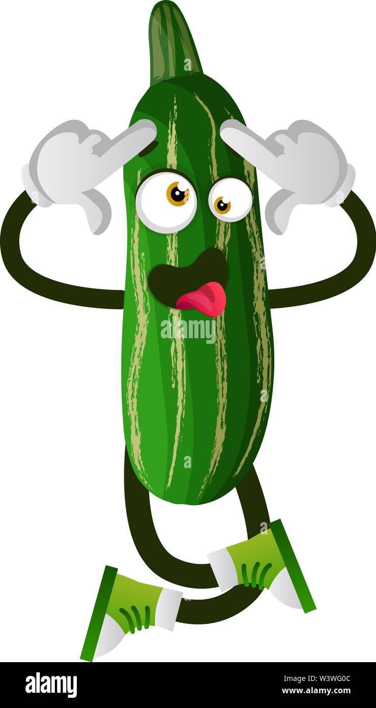 Crazy cucumber, illustration, vector on white background Stock Vector ...