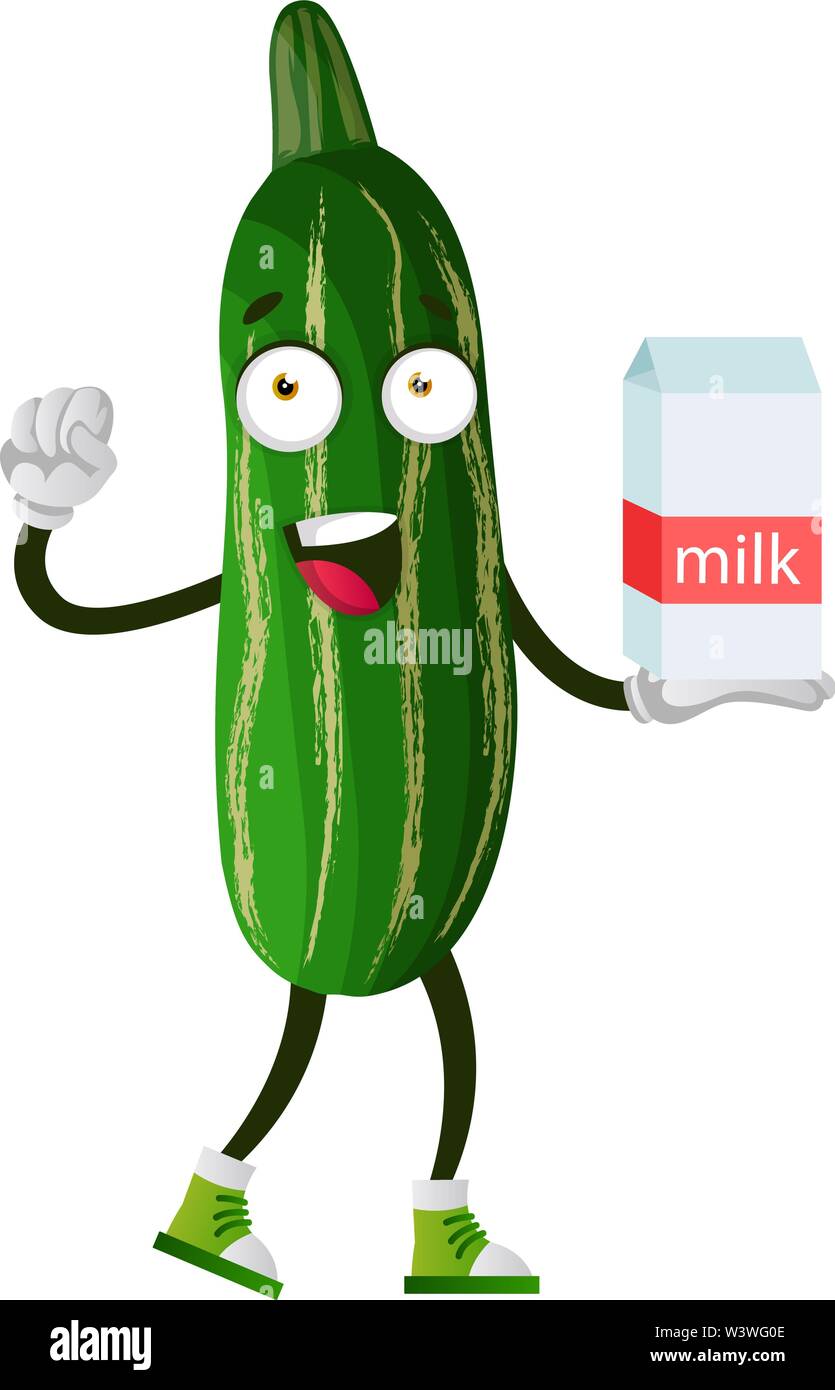 Cucumber with milk, illustration, vector on white background Stock ...