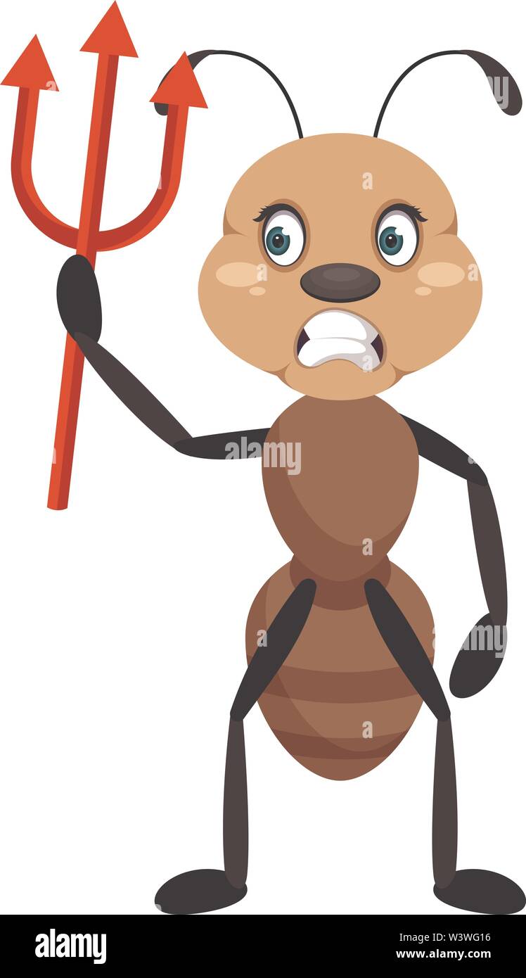 Ant with devil spike, illustration, vector on white background Stock ...