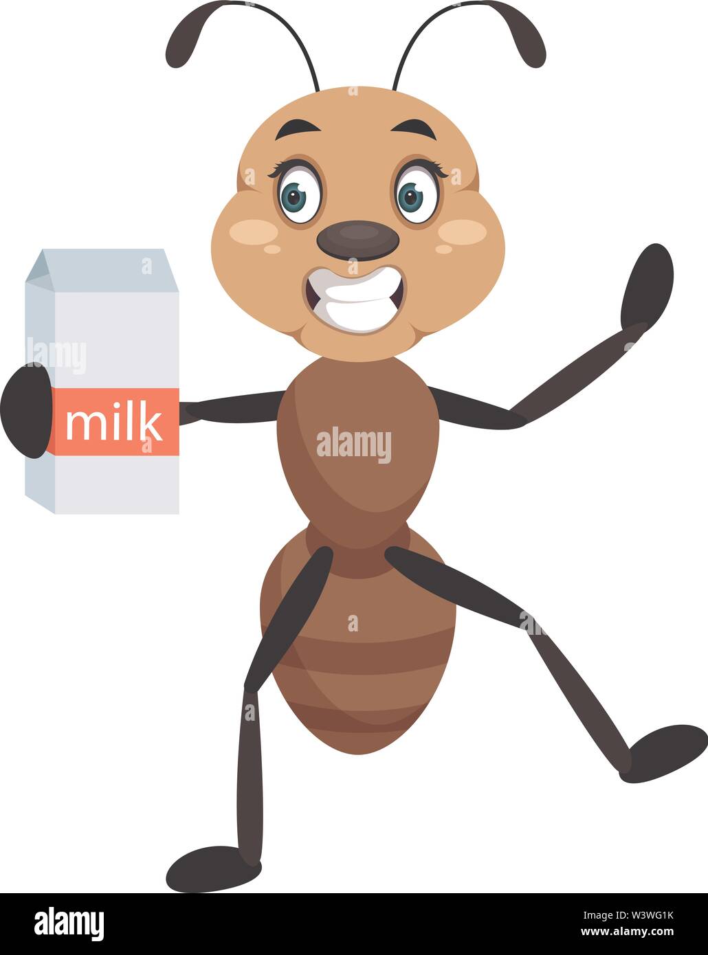 Ant holding milk, illustration, vector on white background Stock Vector ...