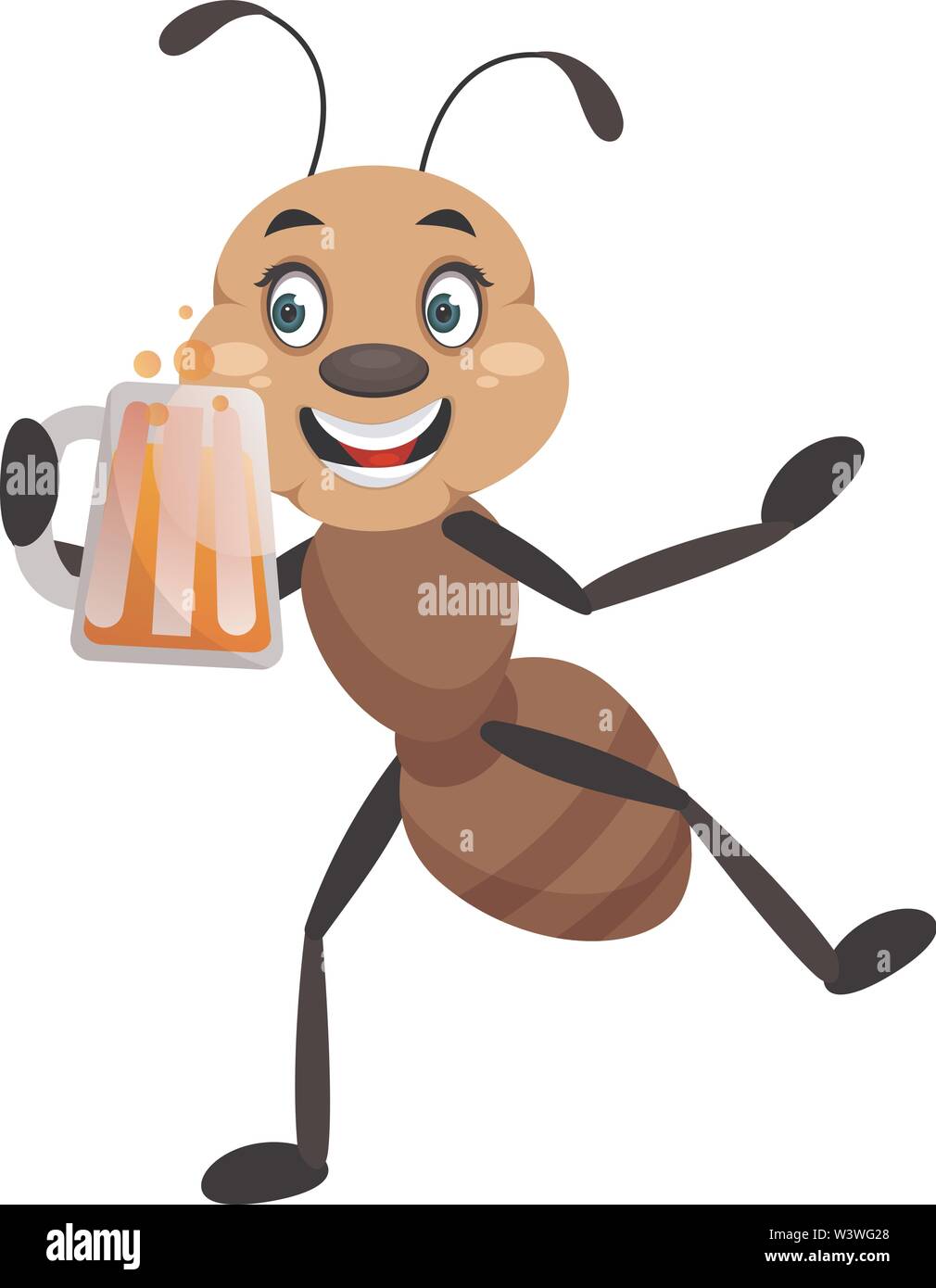 Ant holding beer, illustration, vector on white background Stock Vector ...