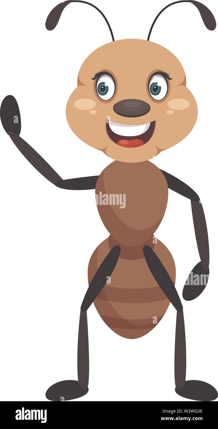 Ant waving, illustration, vector on white background Stock Vector Image ...