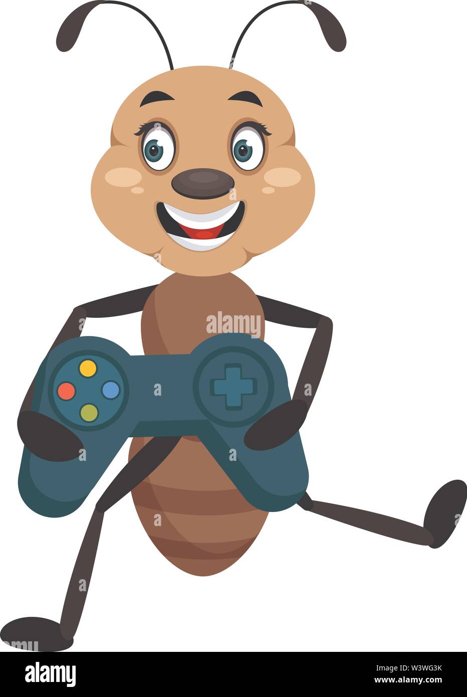 Ant with gamepad, illustration, vector on white background Stock Vector ...