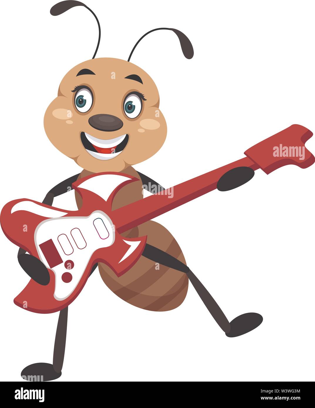 Ant playing guitar, illustration, vector on white background Stock ...