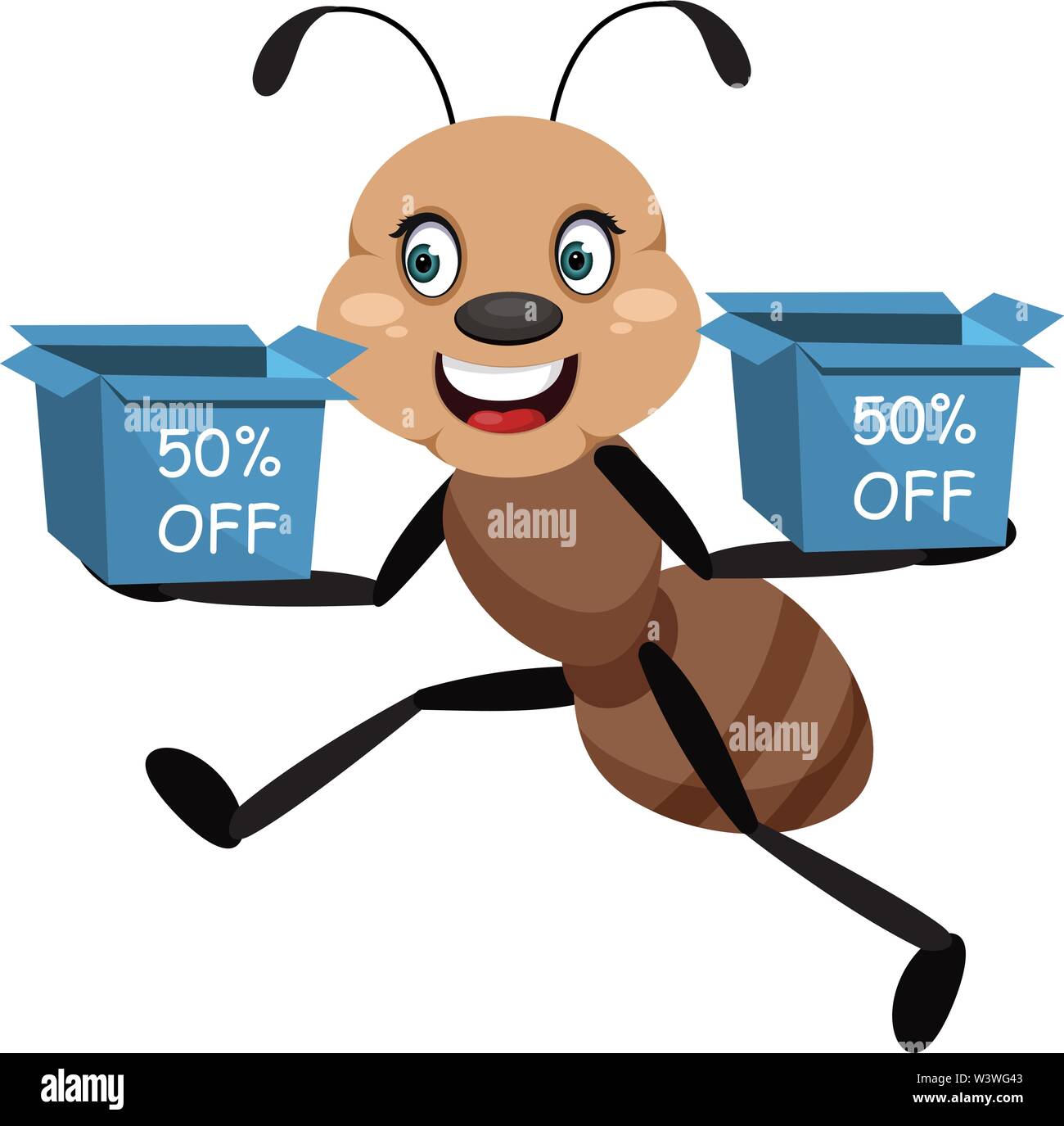 Ant with boxes, illustration, vector on white background Stock Vector ...