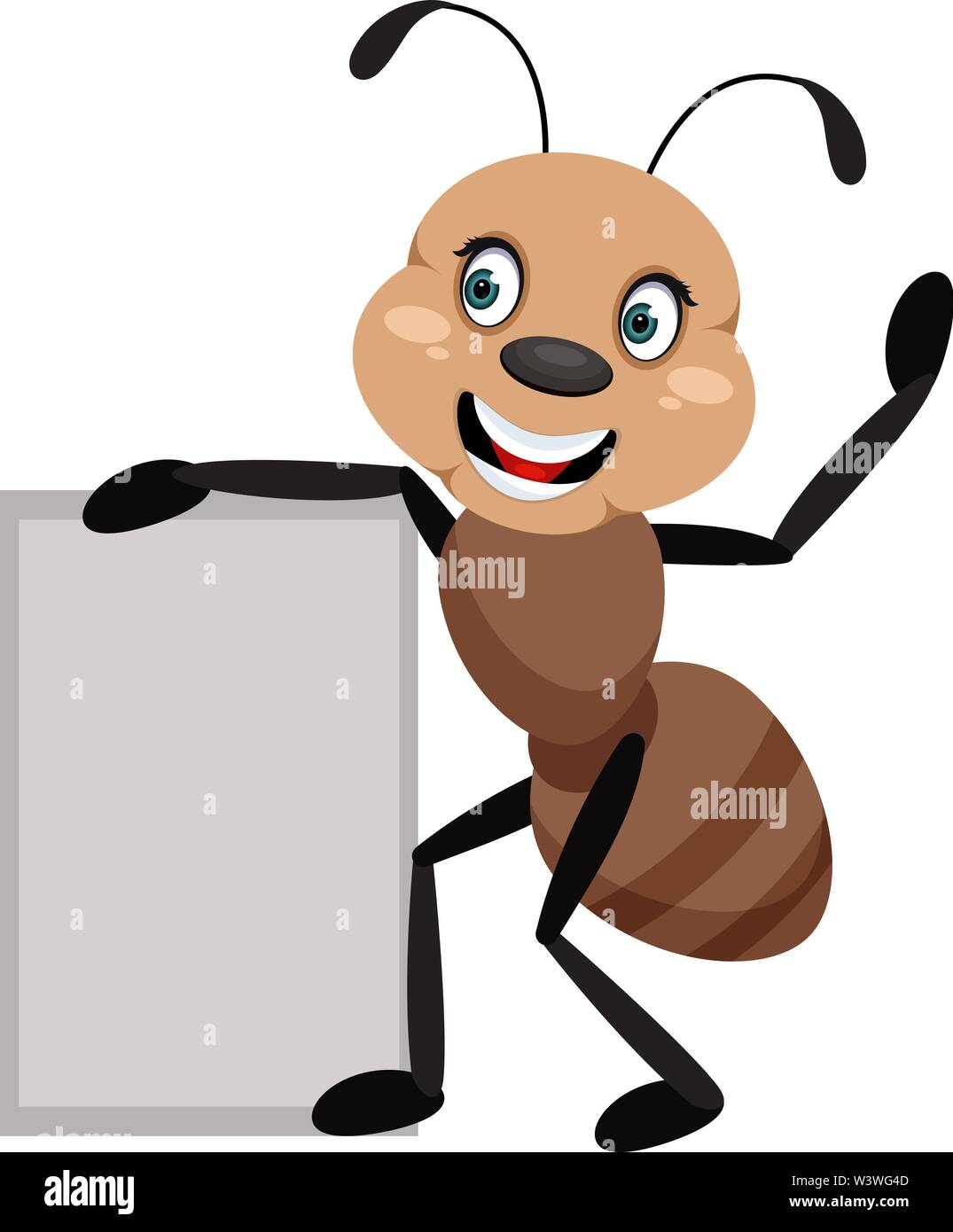 Ant holding board, illustration, vector on white background Stock ...