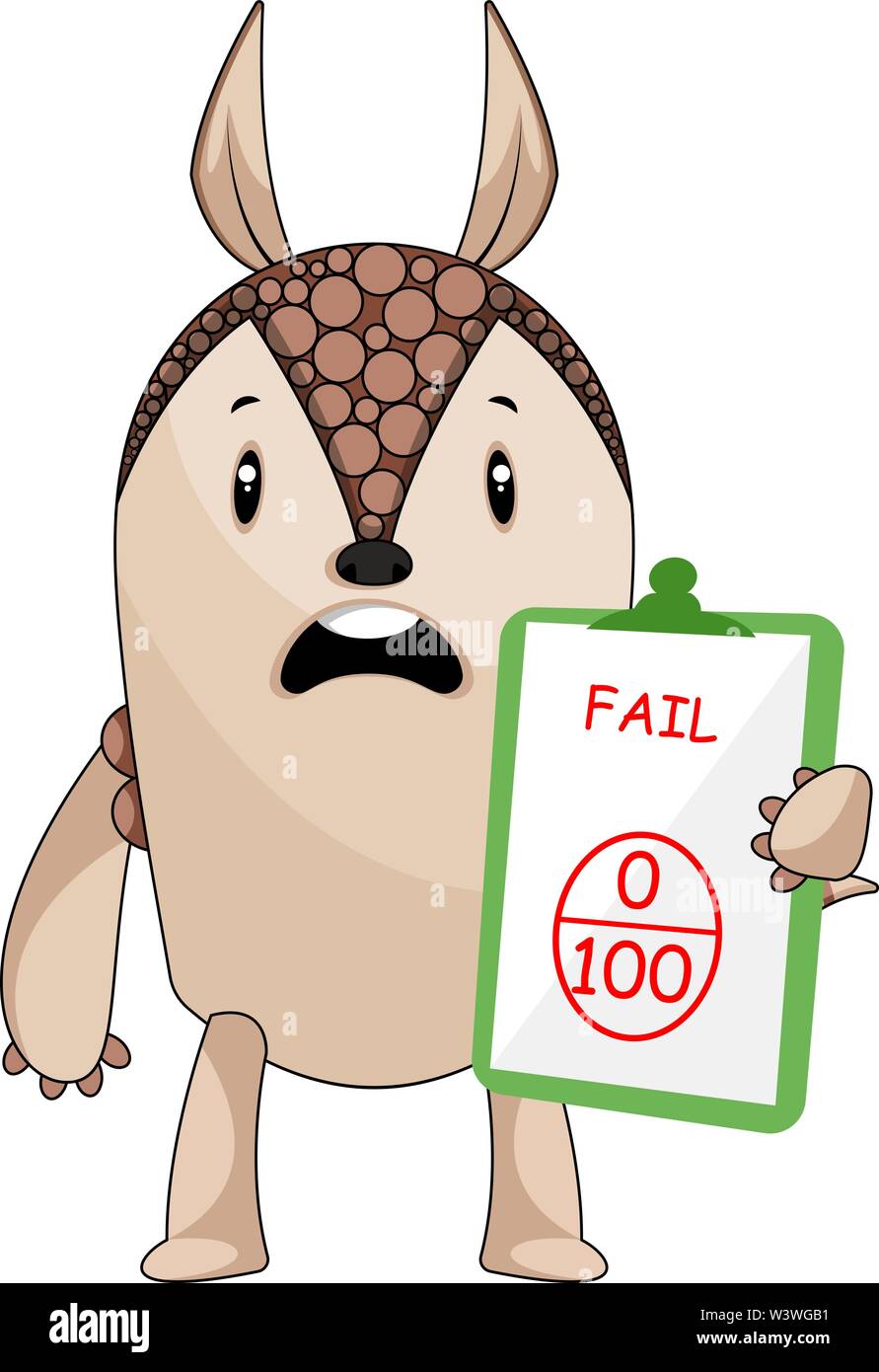 Armadillo fail in exam, illustration, vector on white background Stock ...