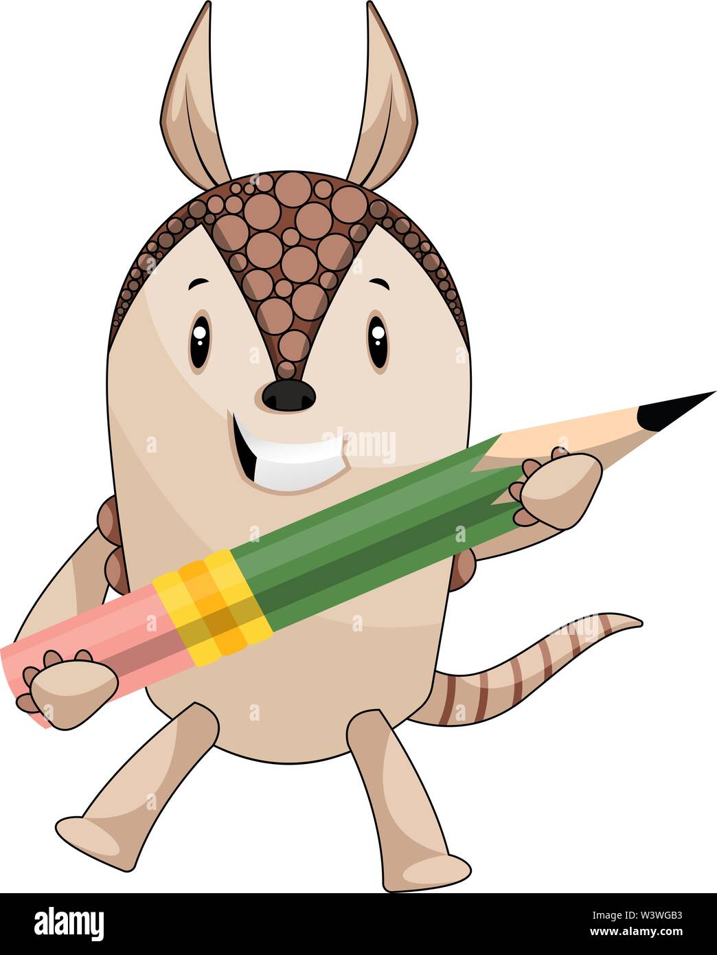Armadillo with pen, illustration, vector on white background Stock ...