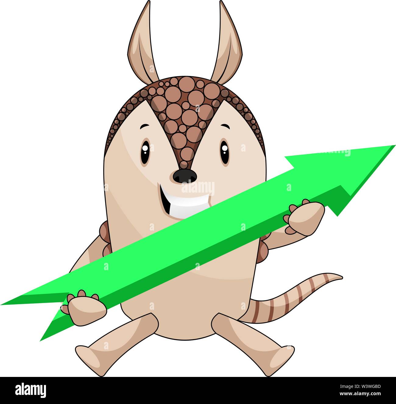 Armadillo with arrow sign, illustration, vector on white background ...