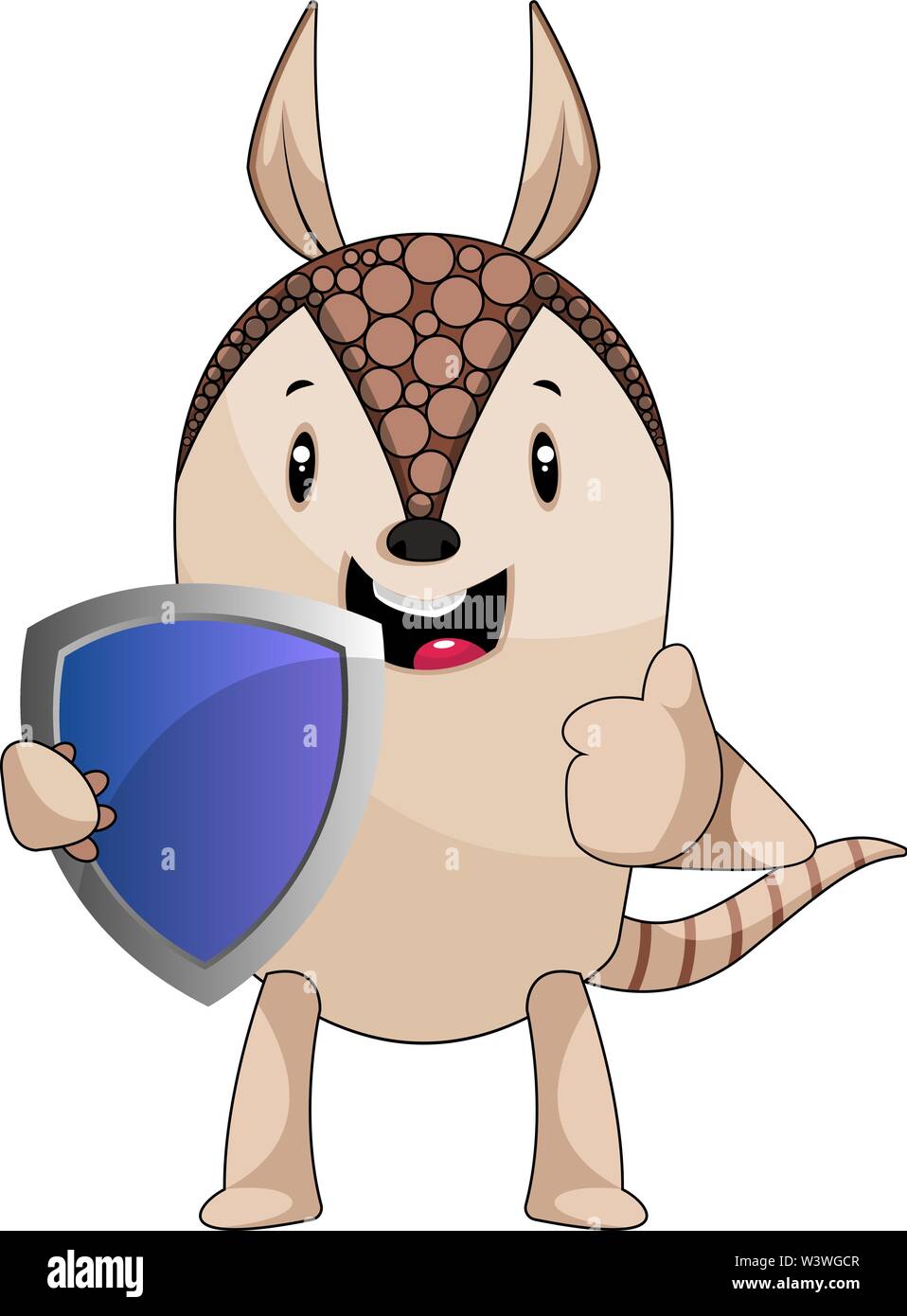 Armadillo with shield, illustration, vector on white background Stock ...