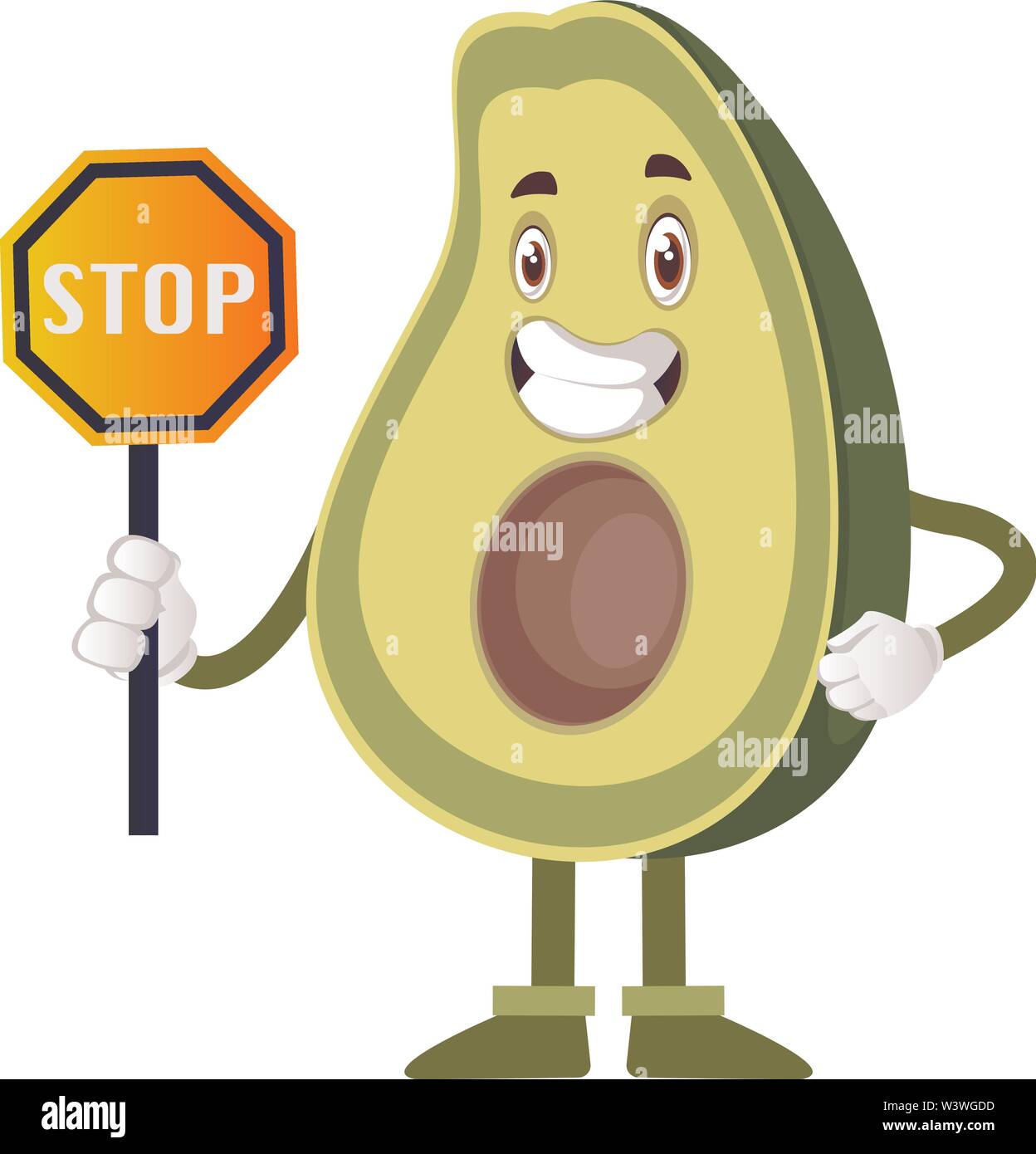 Avocado with stop sign, illustration, vector on white background Stock ...