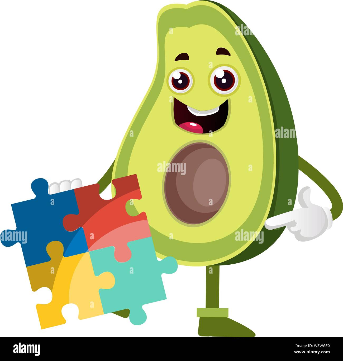 Avocado with puzzle, illustration, vector on white background Stock ...