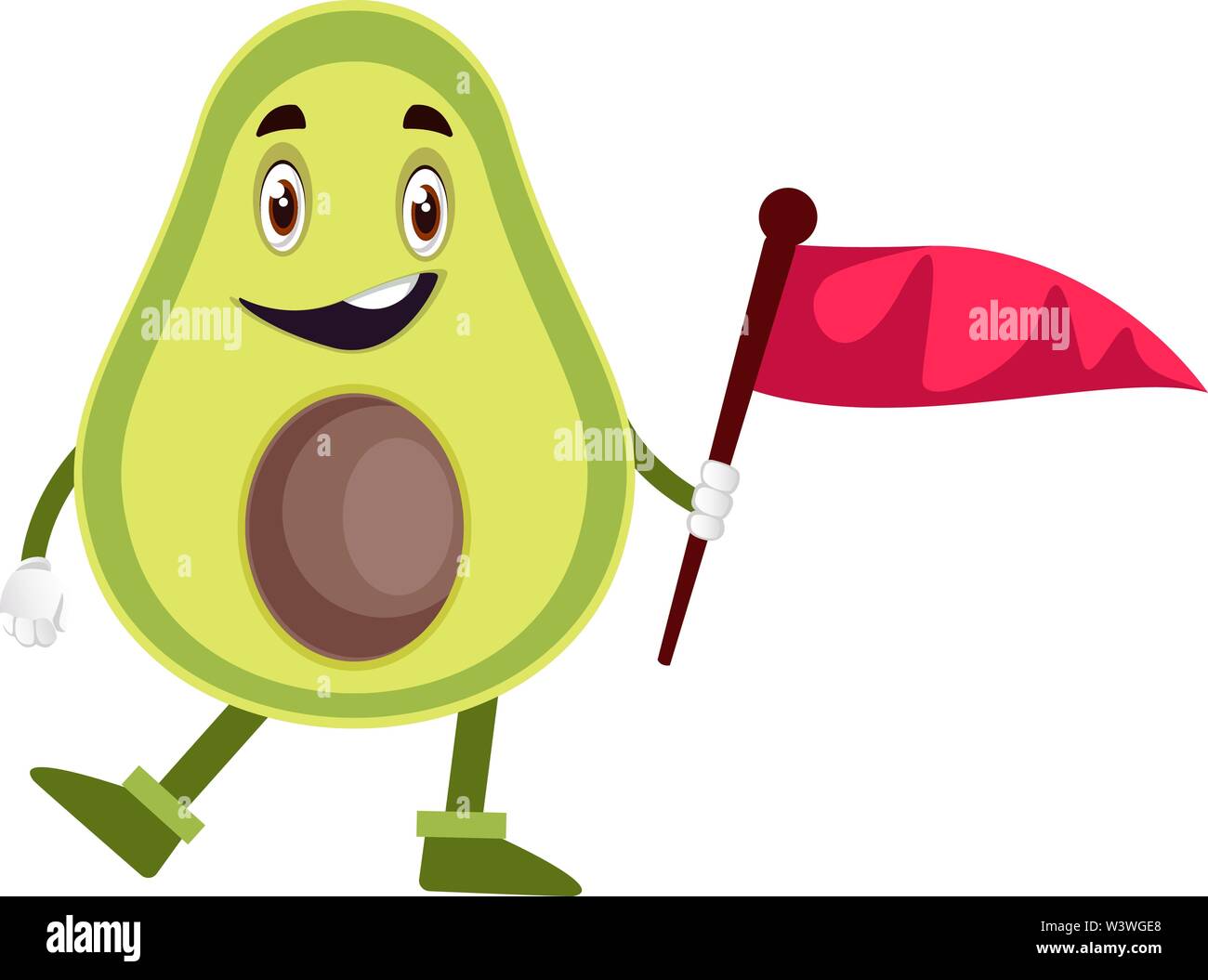 Avocado holding flag, illustration, vector on white background Stock ...