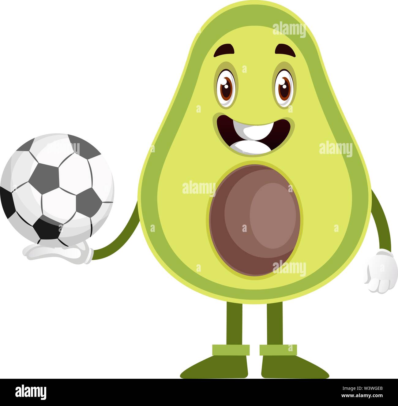 Avocado with football ball, illustration, vector on white background ...