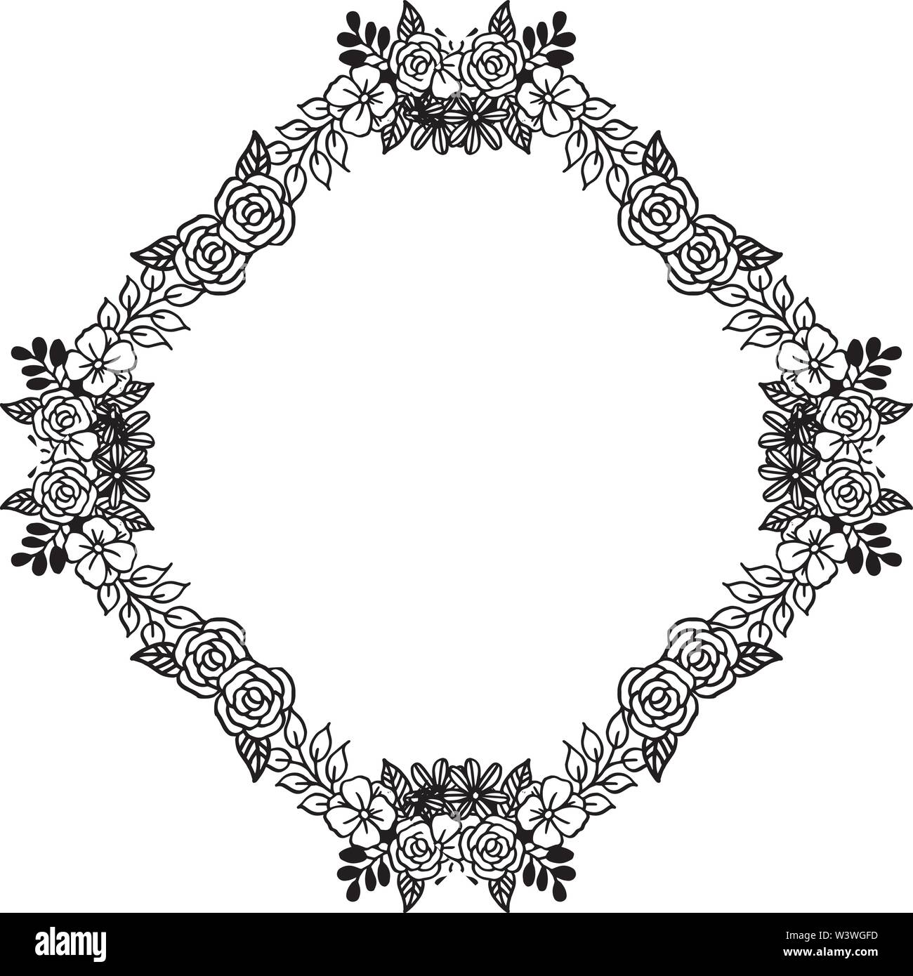 Ornate flower frame, pattern design unique, beautiful, for greeting ...