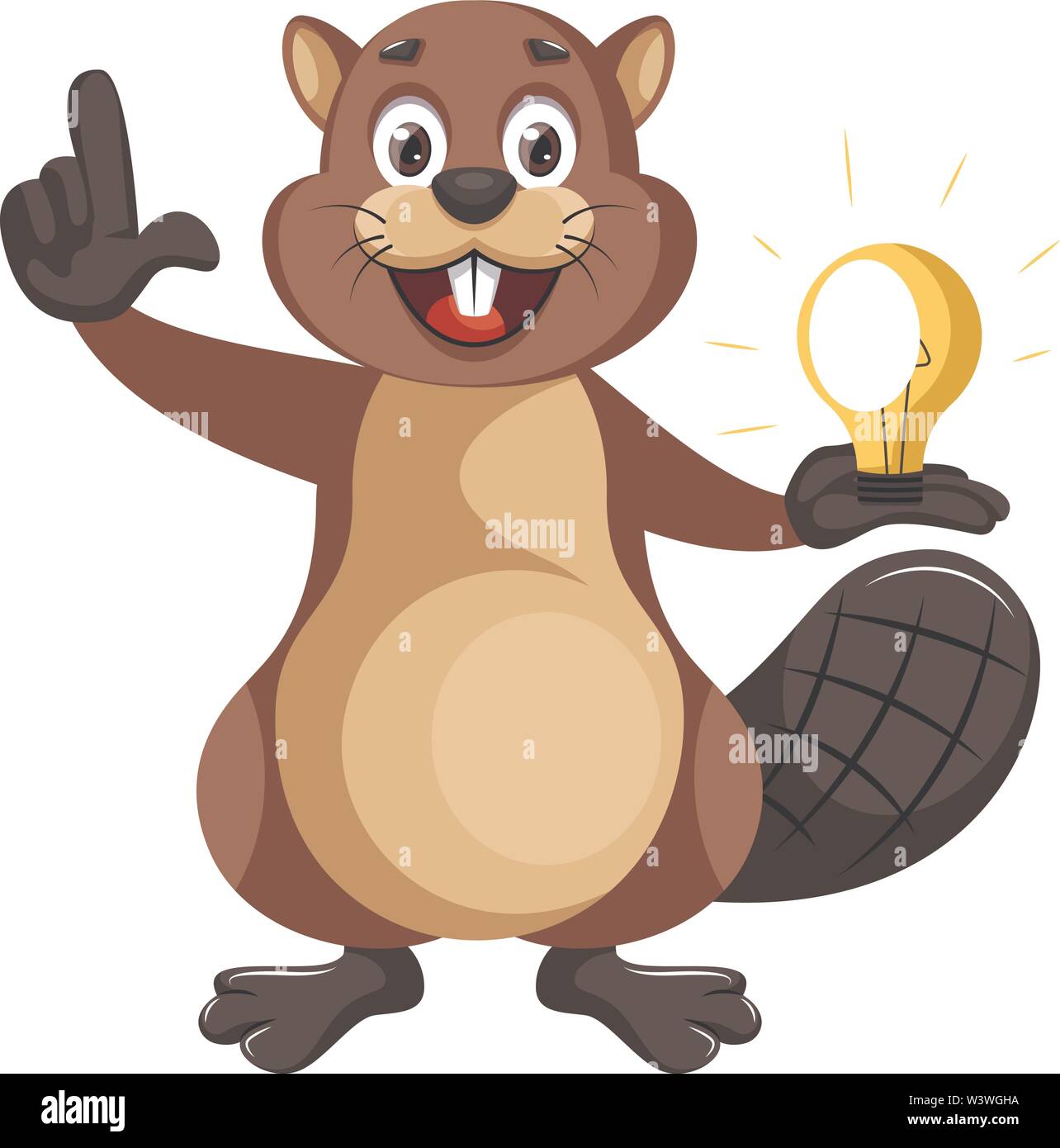 Beaver with lighting bulb, illustration, vector on white background ...