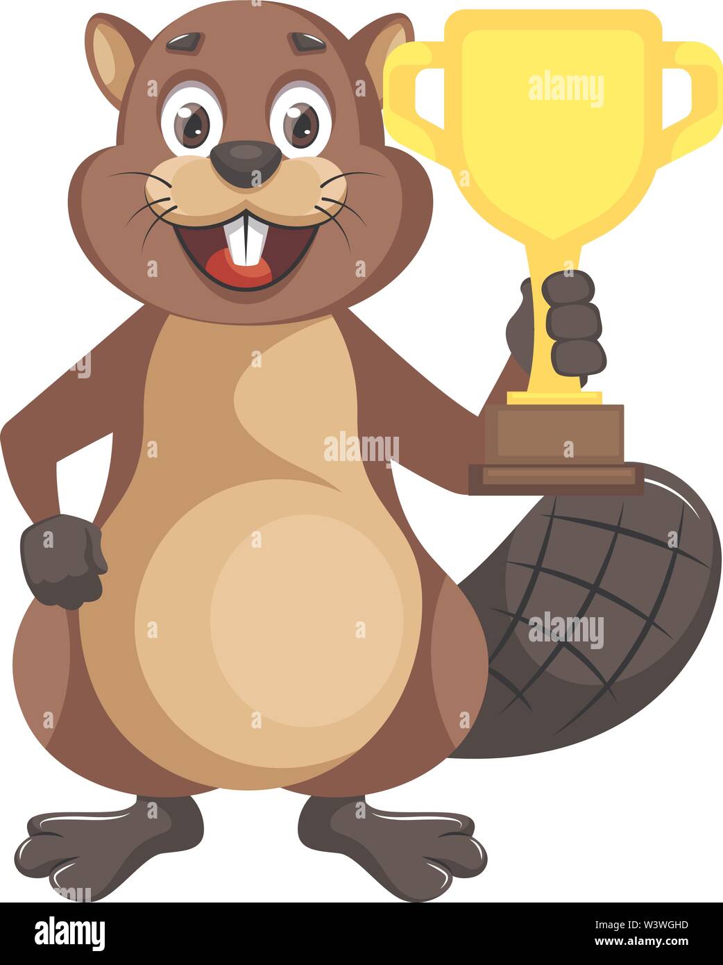 Beaver with trophy, illustration, vector on white background Stock ...