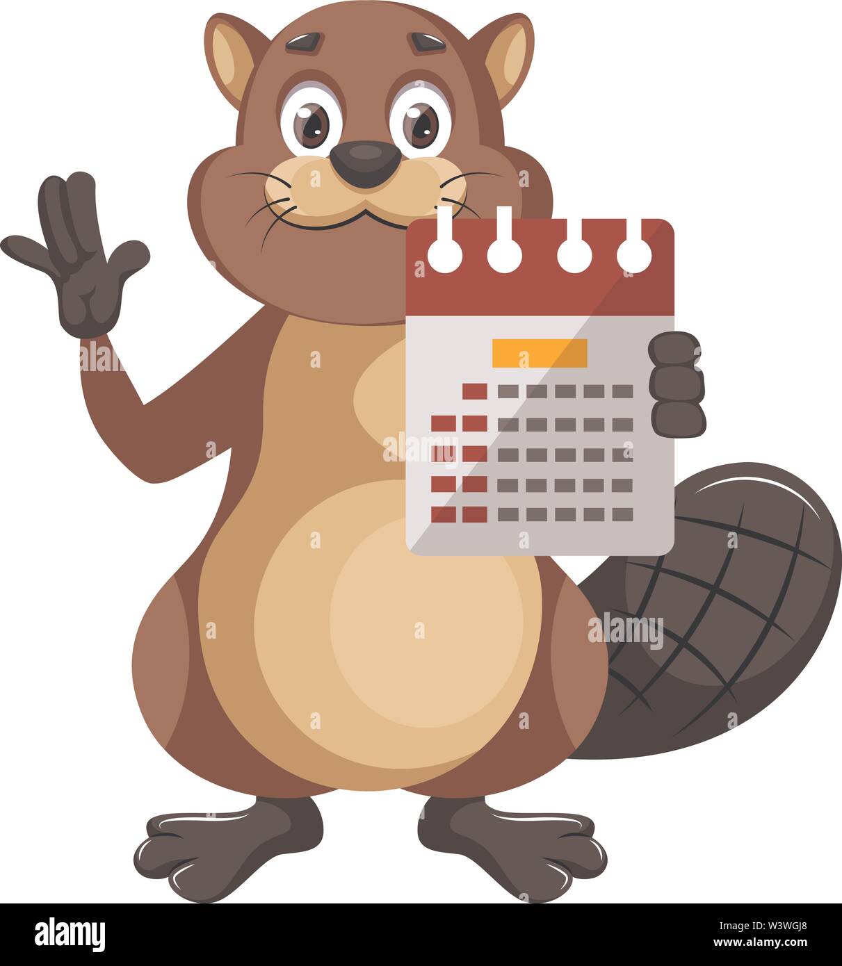 Beaver with calendar, illustration, vector on white background Stock ...