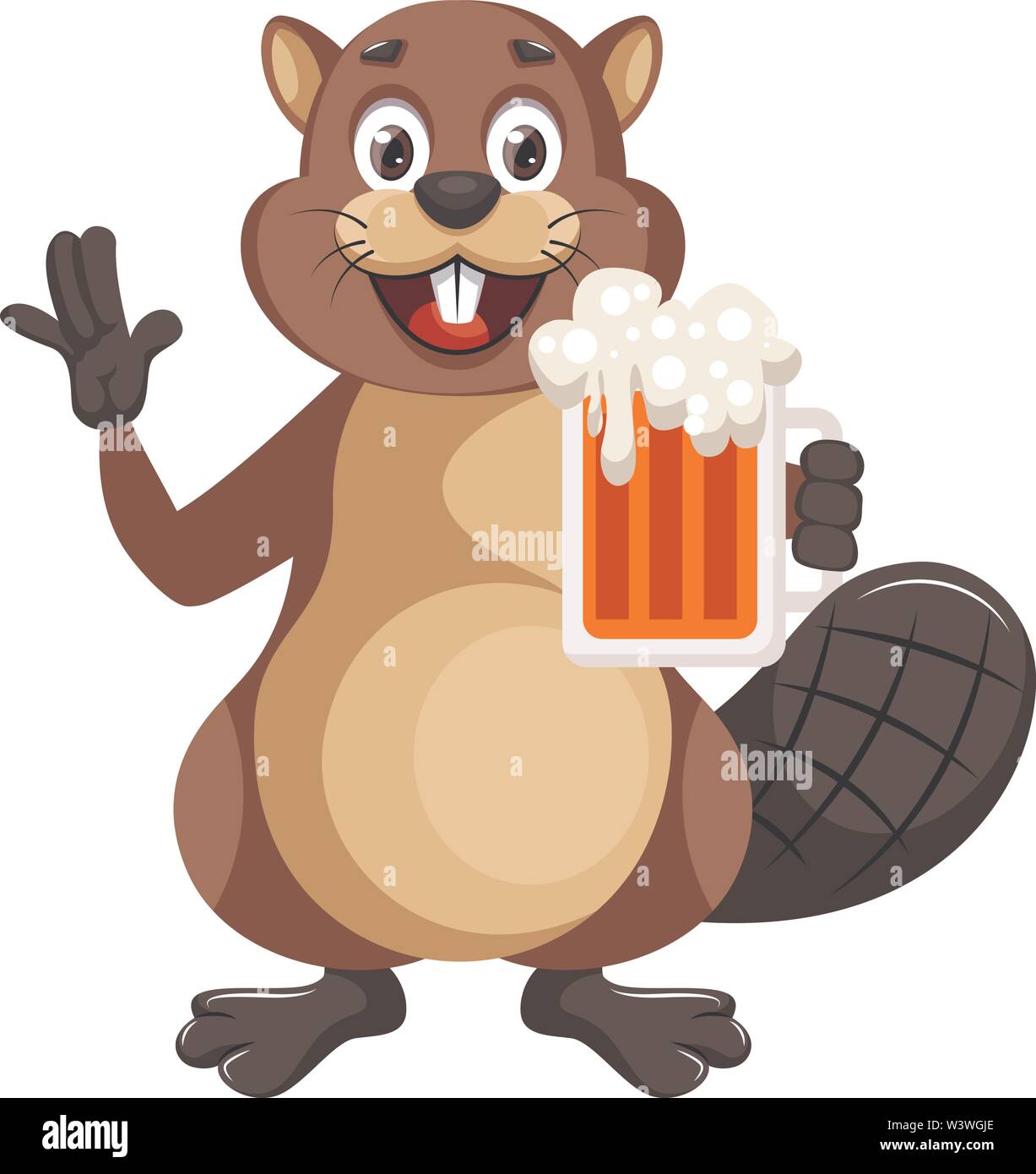 Beaver holding beer, illustration, vector on white background Stock ...