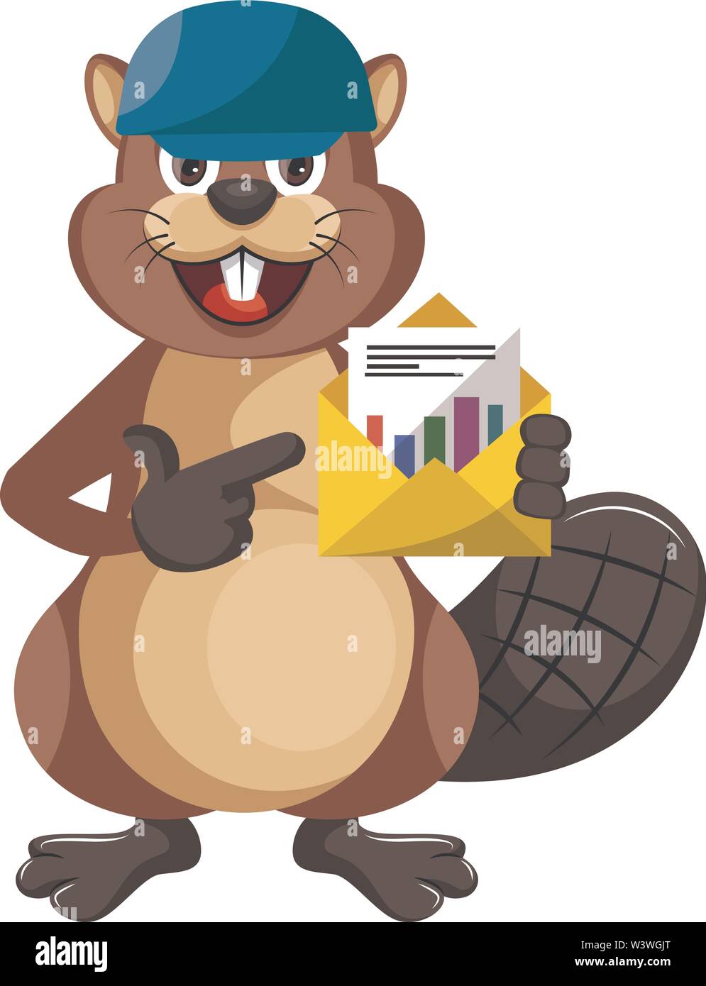Beaver with blue hat, illustration, vector on white background Stock ...