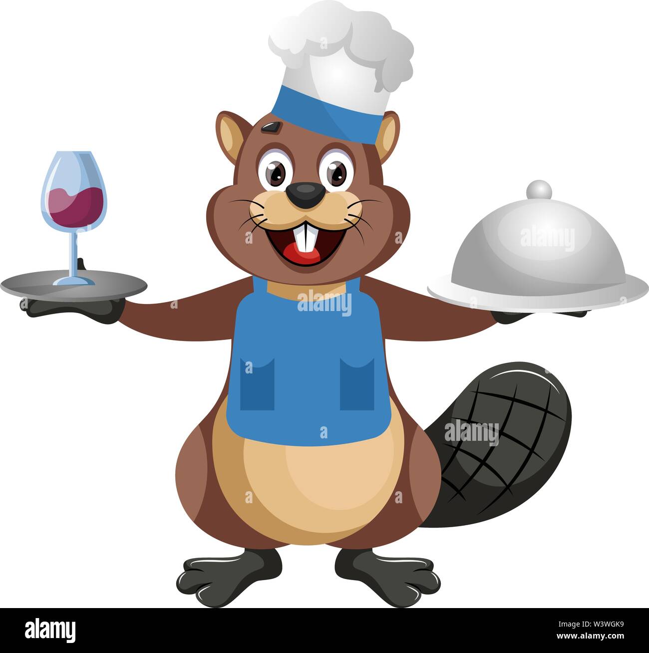 Beaver chef, illustration, vector on white background Stock Vector ...