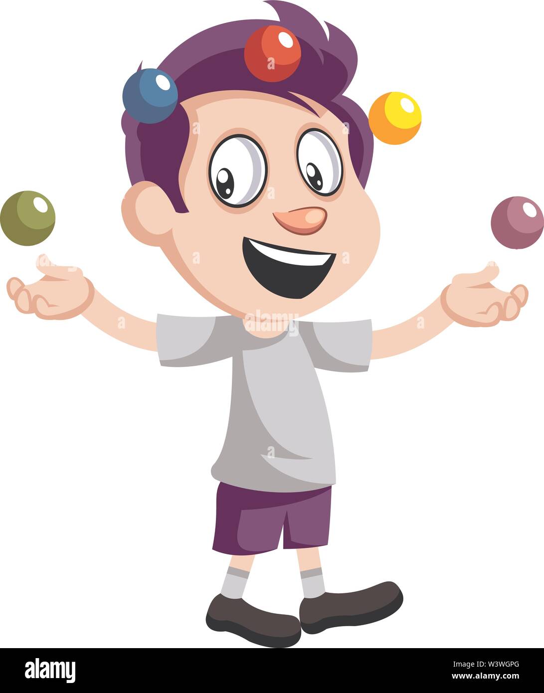 Boy juggling, illustration, vector on white background Stock Vector ...