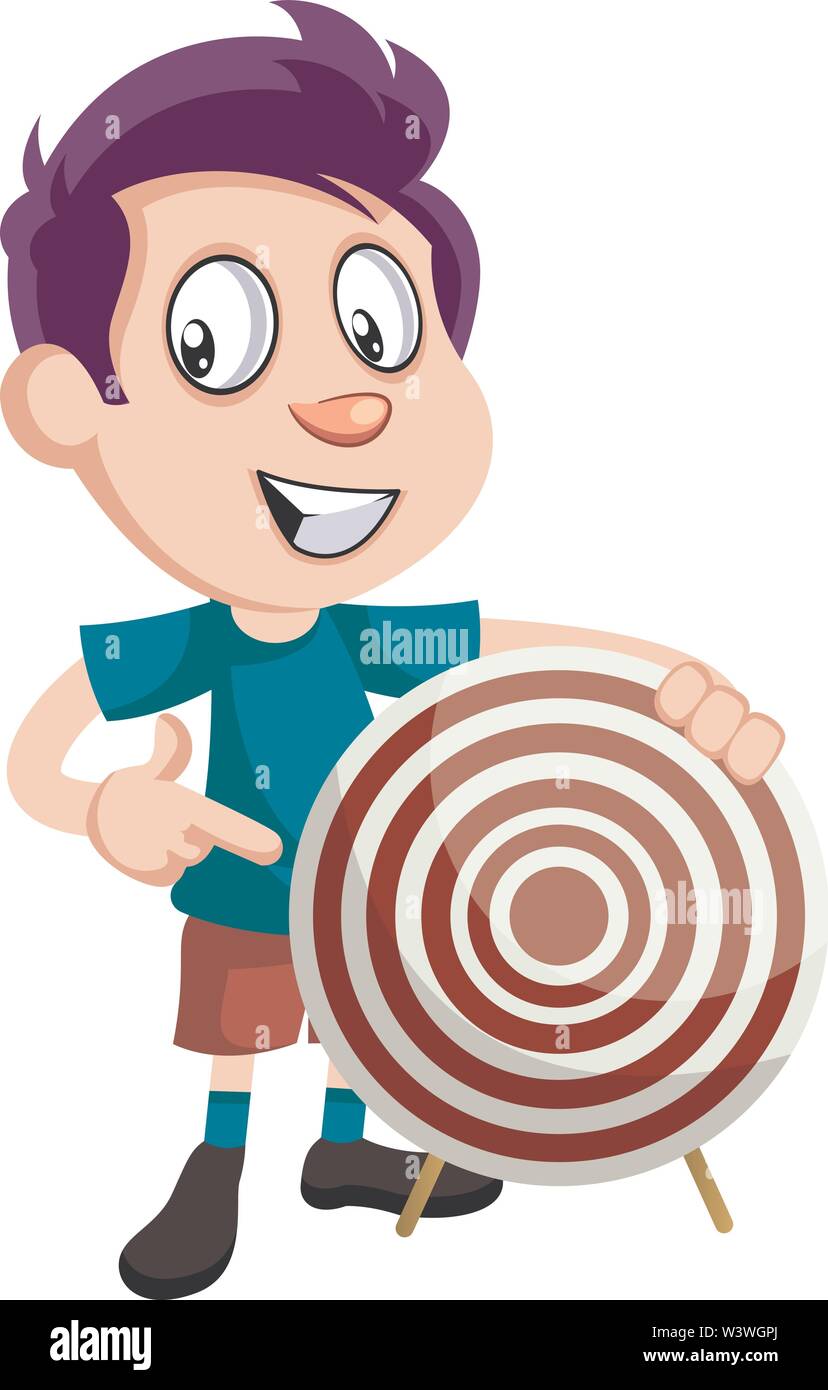 Boy with target, illustration, vector on white background Stock Vector ...