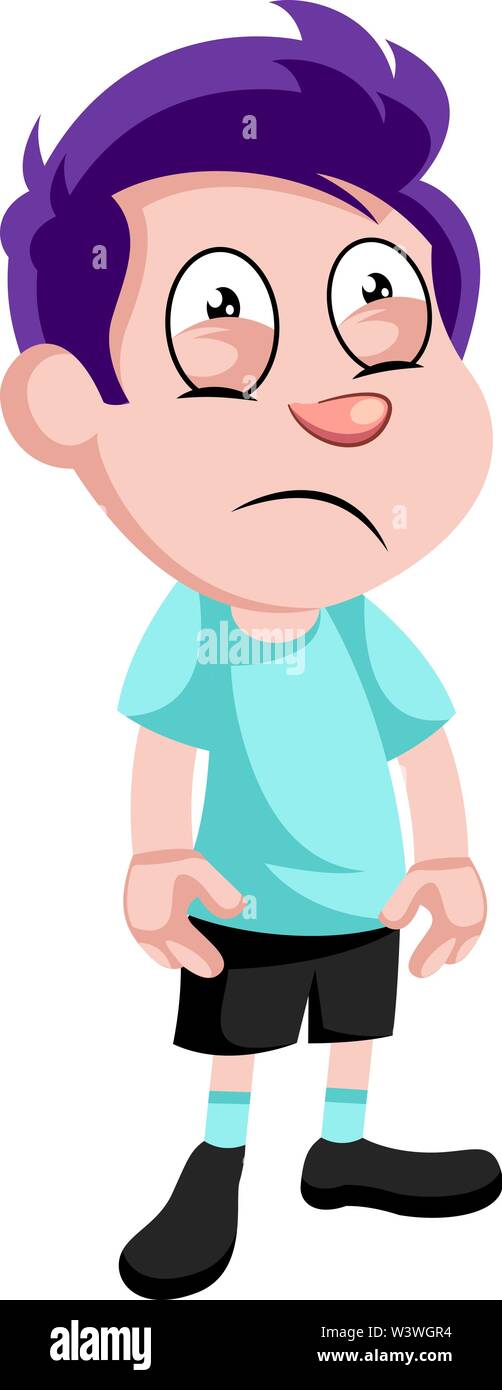 Sad boy, illustration, vector on white background Stock Vector Image ...