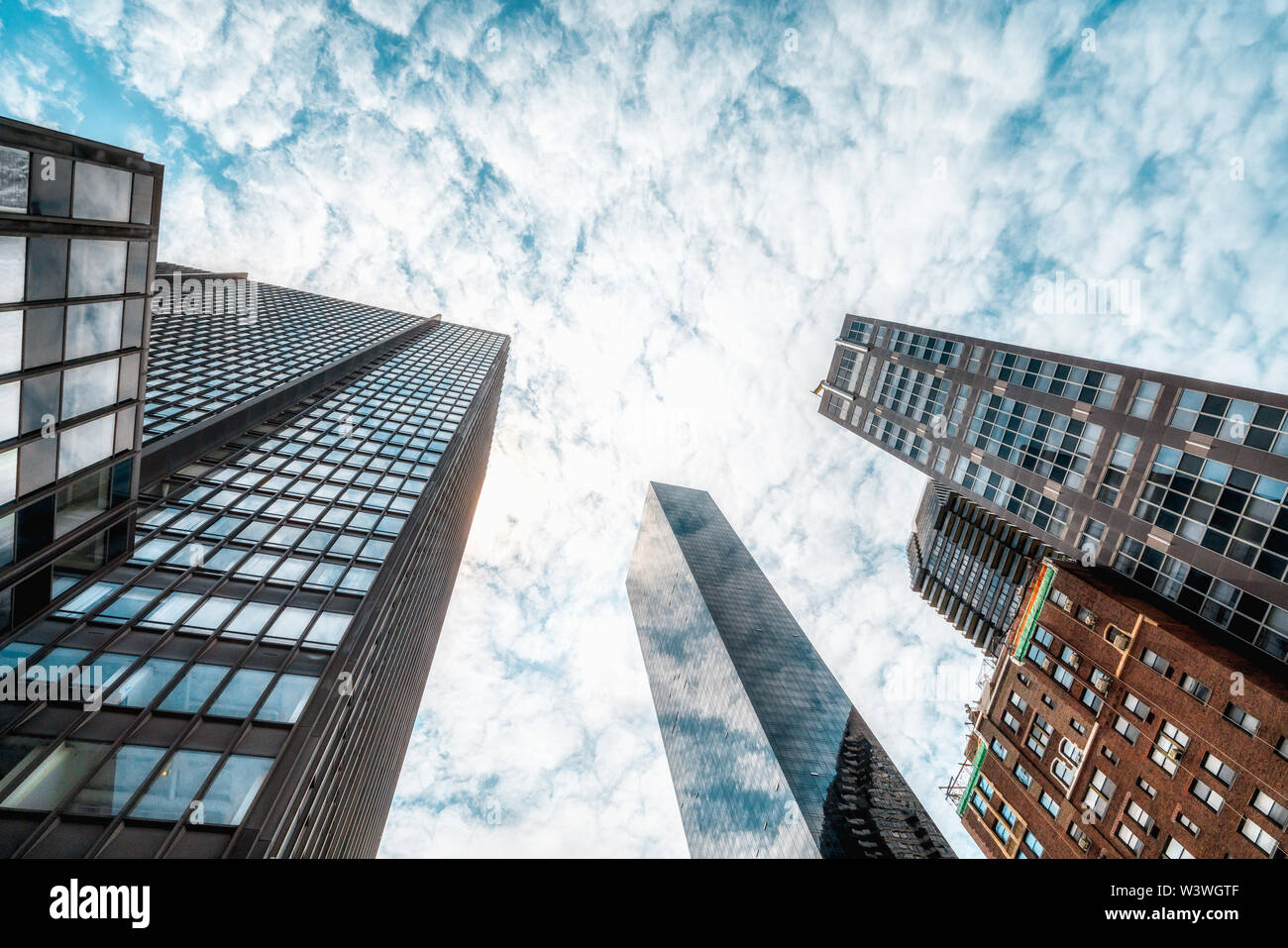 View of a Contemporary Glass Skyscrapers Reflecting Cloudy Sky Stock ...