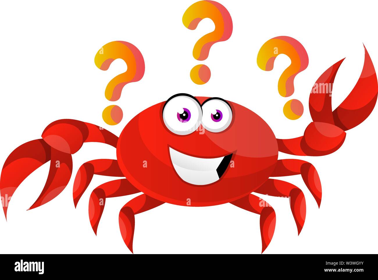 Crab with question marks, illustration, vector on white background ...