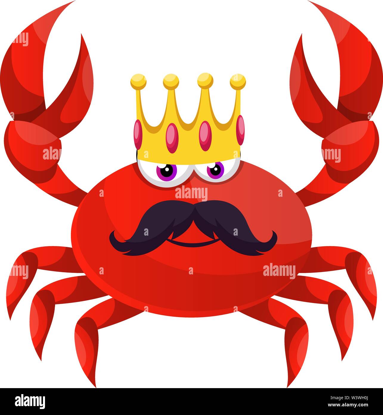 Crab with crown, illustration, vector on white background Stock Vector ...
