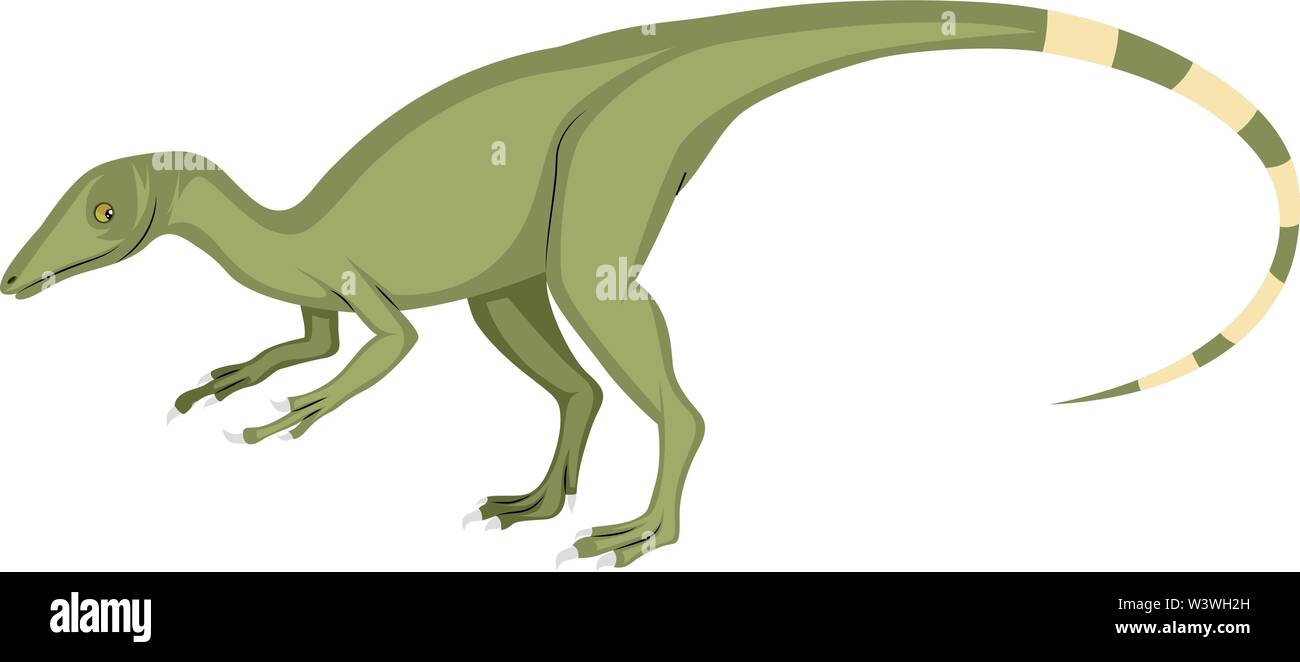Compsognathus, illustration, vector on white background Stock Vector ...