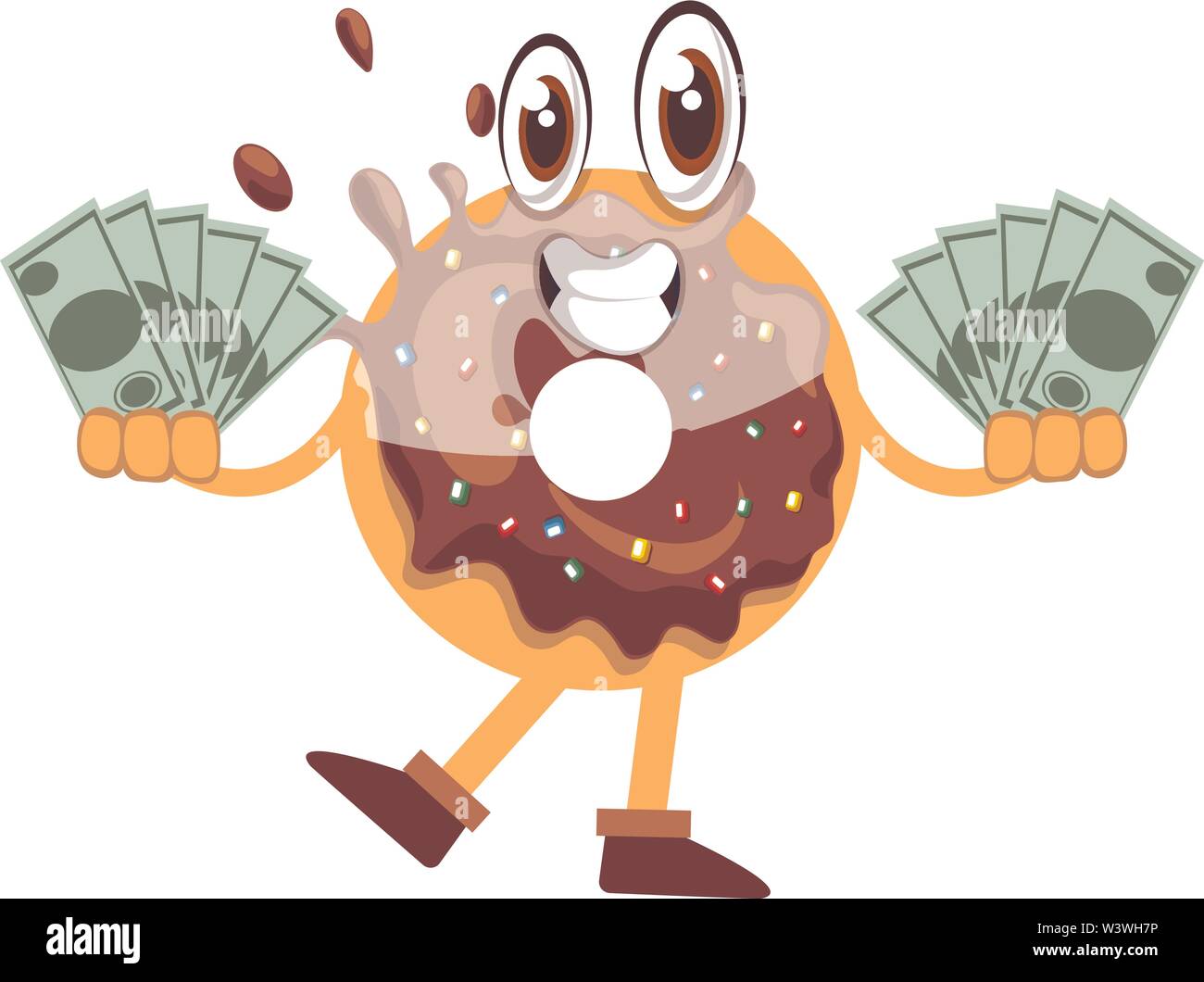 Donut with money, illustration, vector on white background Stock Vector ...