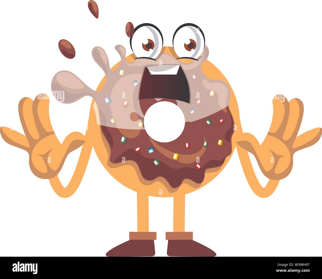 Scared donut, illustration, vector on white background Stock Vector ...