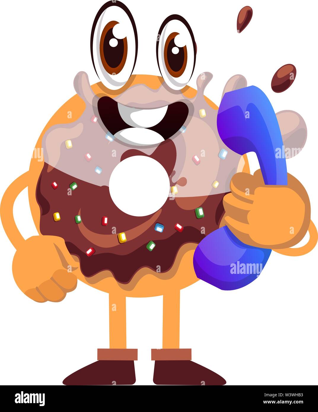 Donut with telephone, illustration, vector on white background Stock ...
