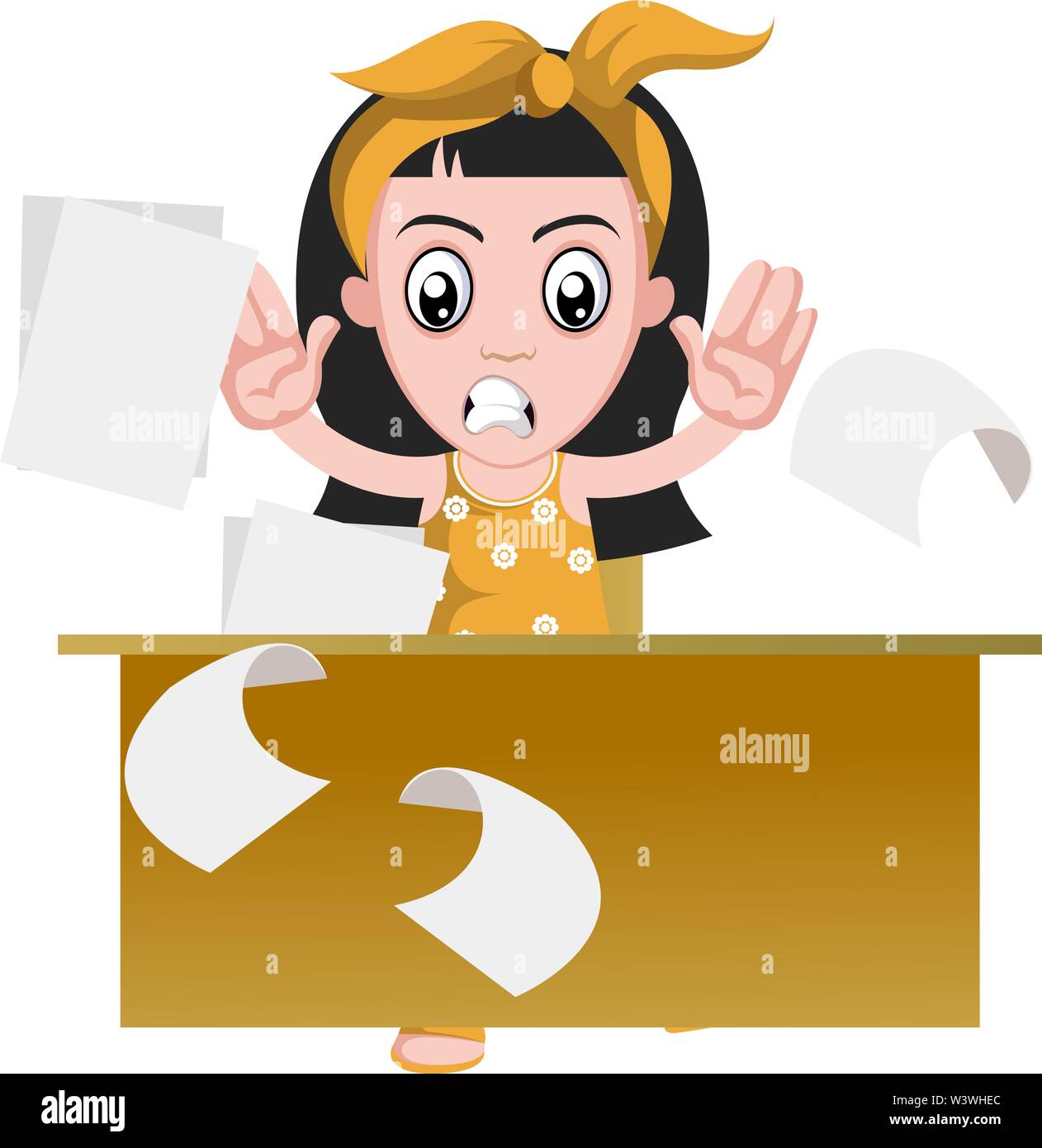 Girl working, illustration, vector on white background Stock Vector ...